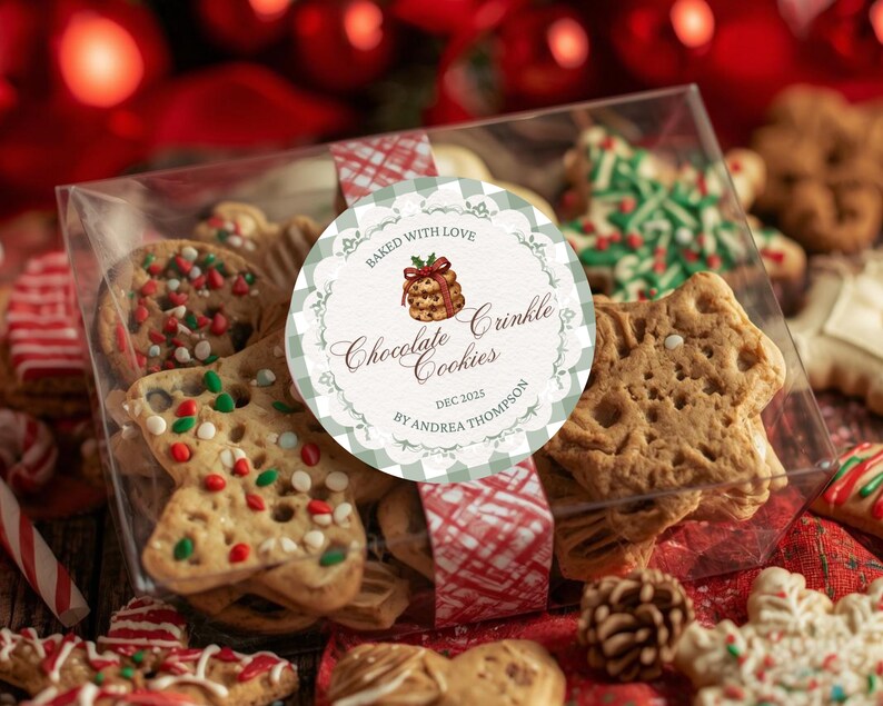 Printable Christmas Cookie Label | Baked With Love Sticker | Holiday ...