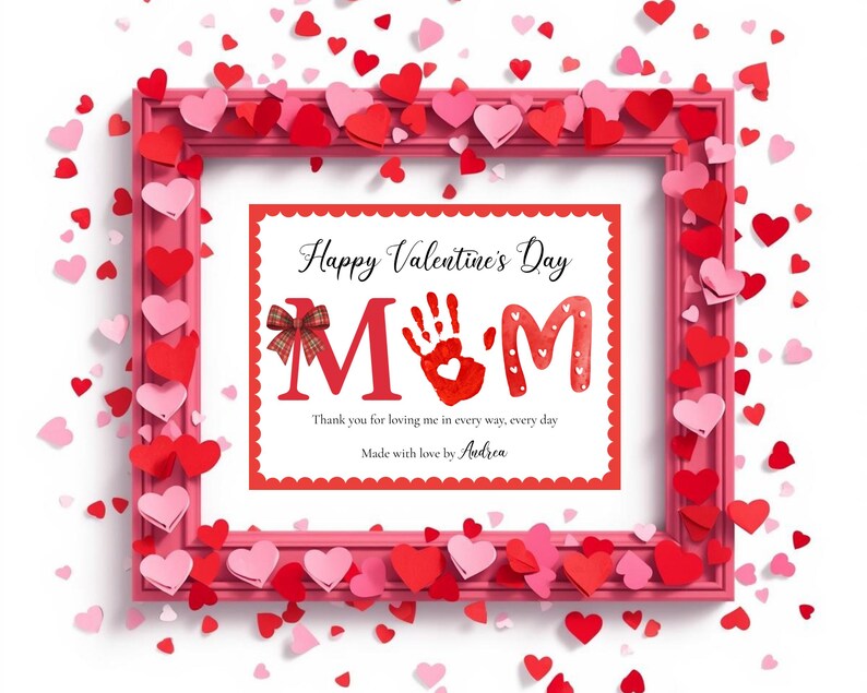 Printable Valentine Handprint Craft Gift for Mom, Printable Keepsake ...