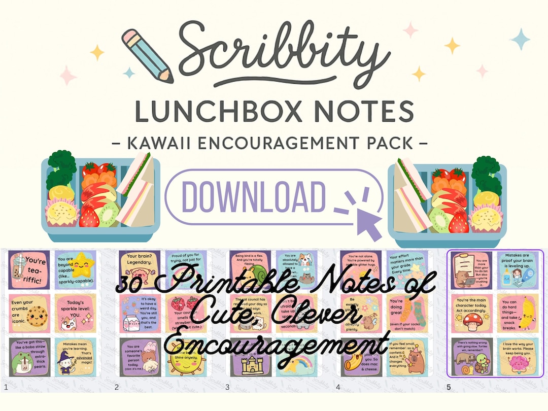 Kawaii Lunchbox Notes – Printable Encouragement Cards for Kids – Cute ...