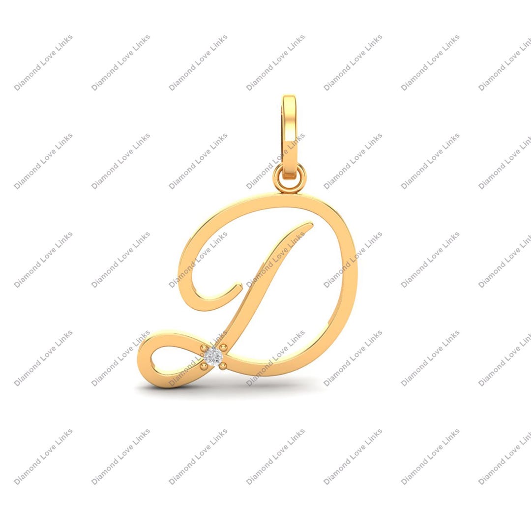 14K Solid Gold Initial D Diamond Charm Necklace, Custom Jewelry - Etsy