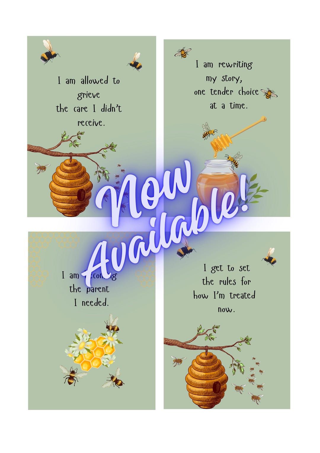 Bee Affirmation Cards 32 Digital Printable Cards - Etsy