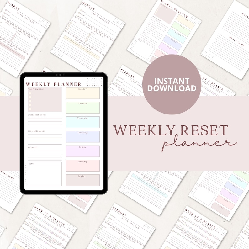 Weekly Planner Printable Habit Tracker Daily Planner Digital Download ...