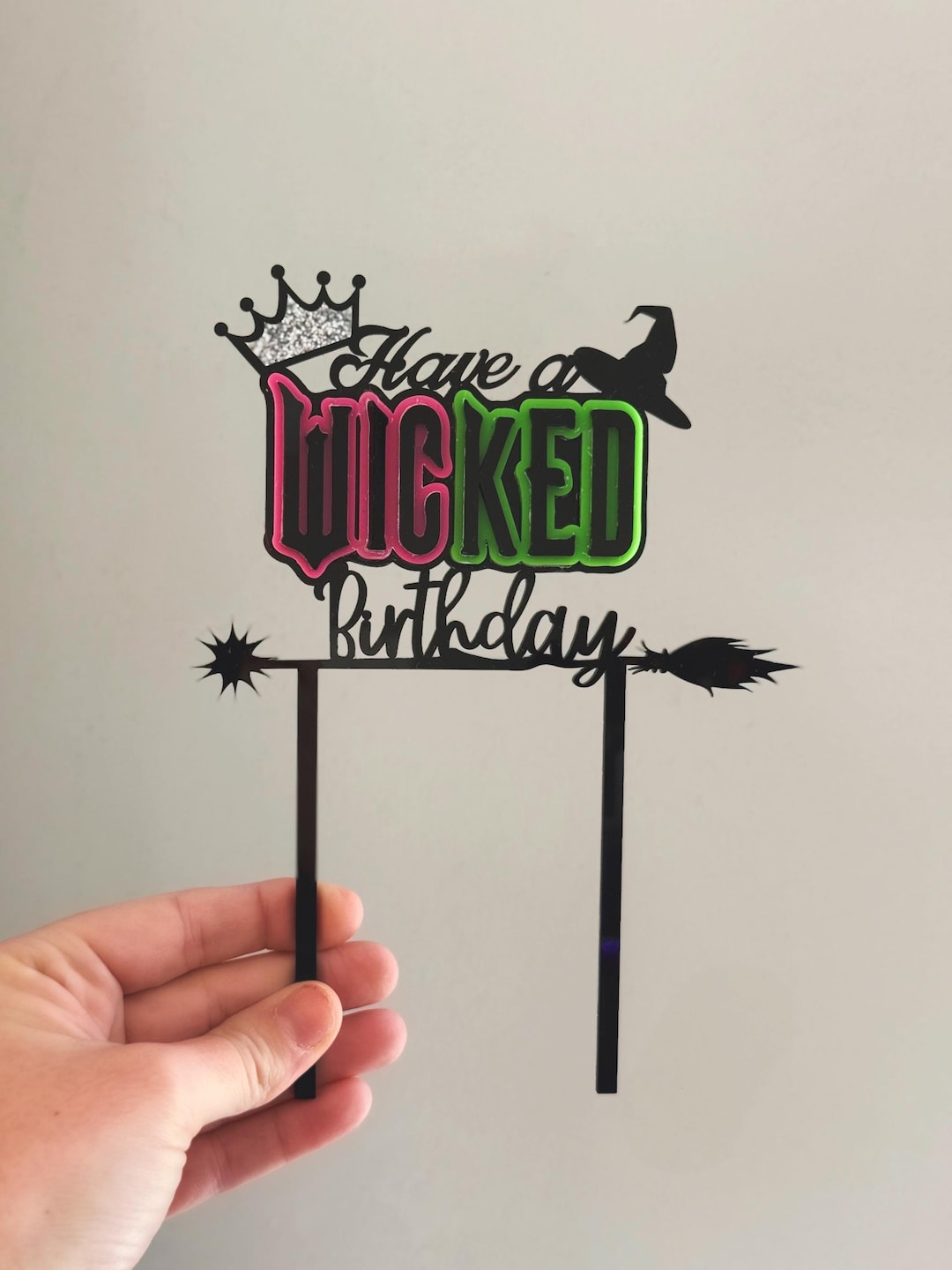 Wicked Birthday Cake Topper | Witch Princess Acrylic Topper | Pink ...