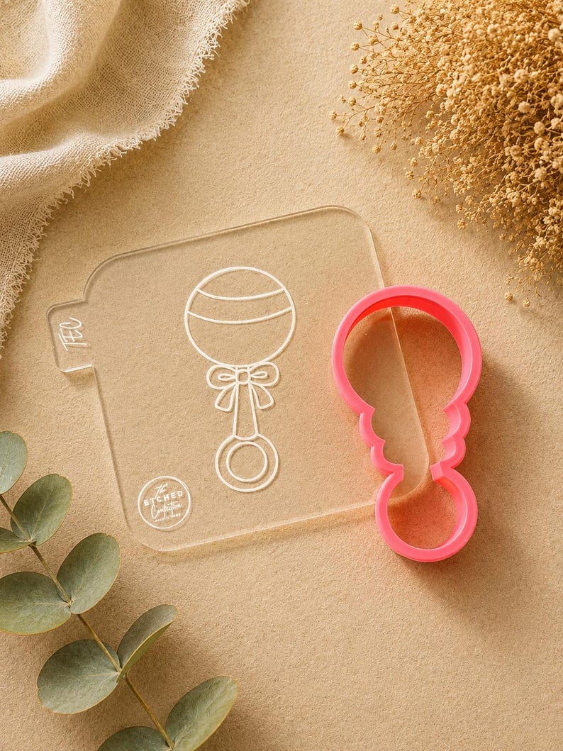 Baby Rattle Cookie Embosser Baby Shower Fondant Stamp Baby Cookie ...