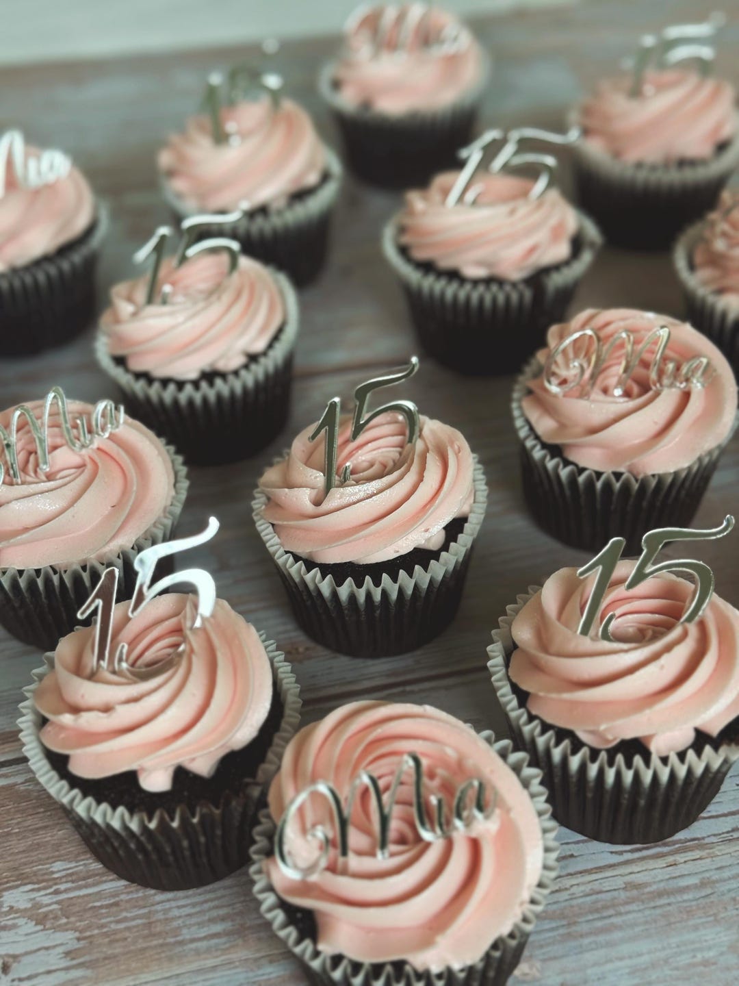 Custom Name & Number Cupcake Toppers Set, Mirror Acrylic Personalized ...