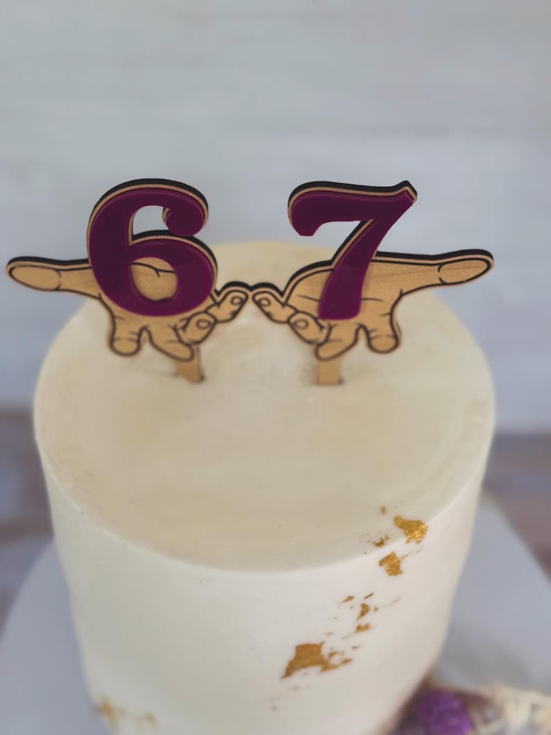 6 7 Birthday Cake Topper With Hands, Wooden Engraved Hands Holding ...
