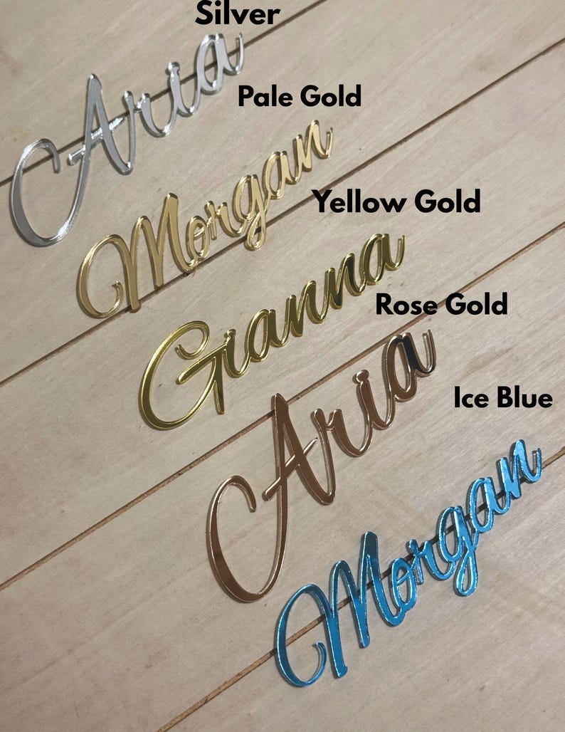 Custom Name & Number Cupcake Toppers Set, Mirror Acrylic Personalized ...