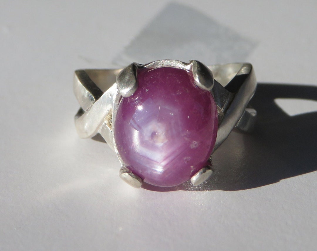 Natural Star Raspberry Red Ruby in Sterling Silver Cocktail Ring, 10 ...