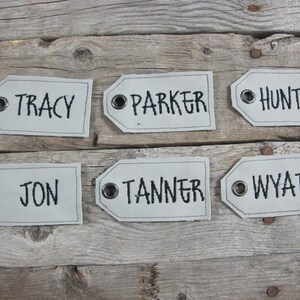 Personalized Name Tag on Gray Fabric - Etsy