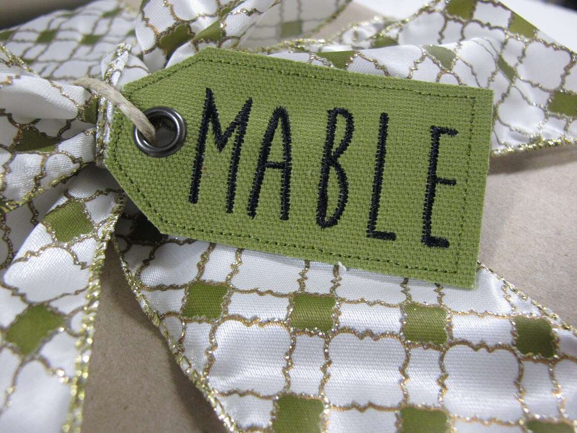 Olive Green Name Tag Christmas Tag Embroidered Name Tag - Etsy