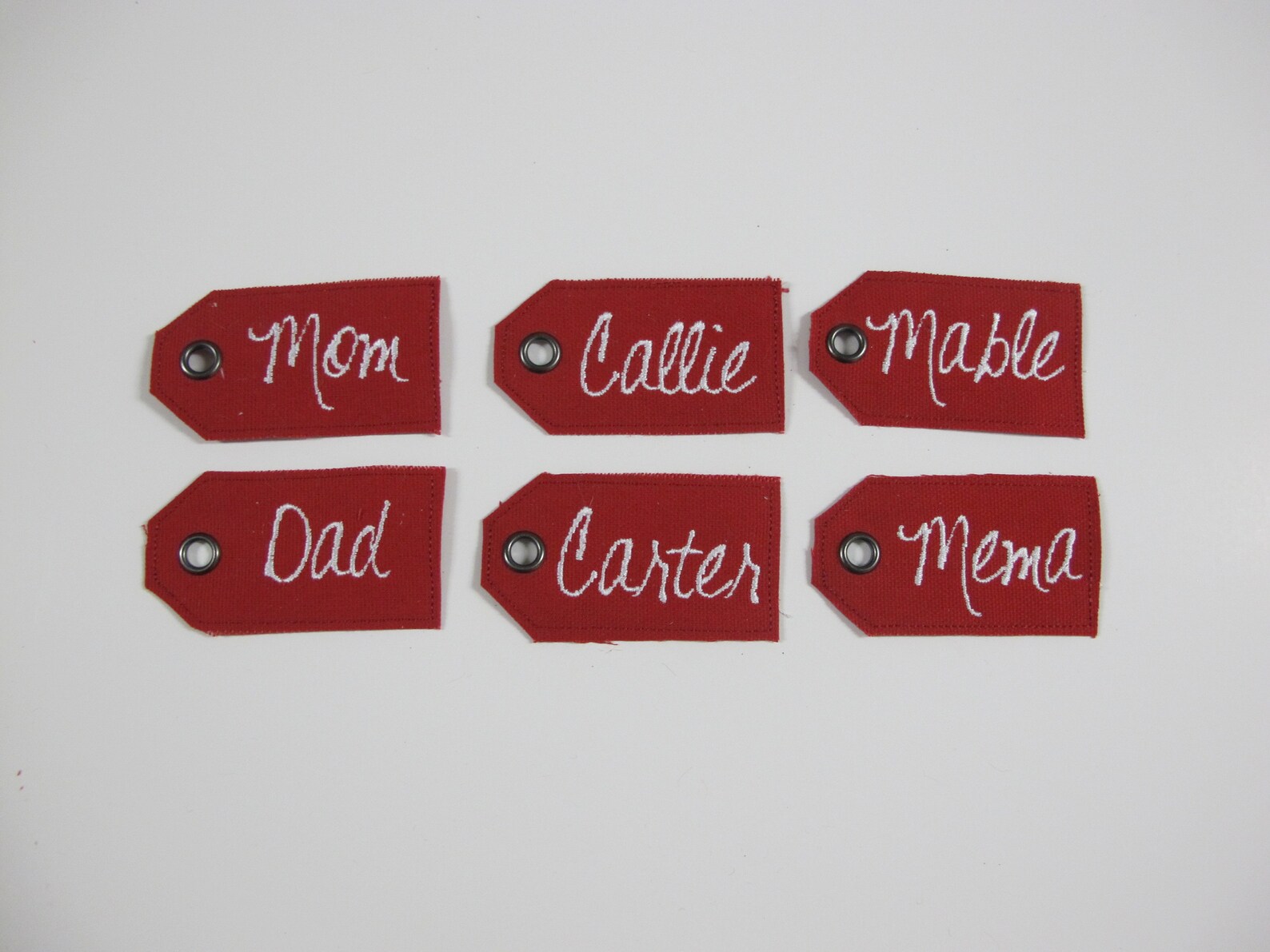Christmas Tag Bright Red Name Tag Embroidered Tag Gift Wrap - Etsy