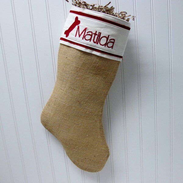 Burlap Dog Stocking - Etsy