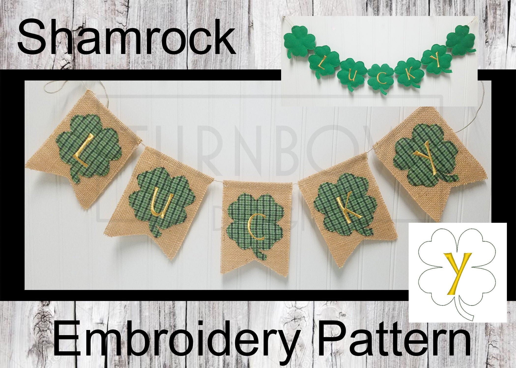 Shamrock Banner Machine Embroidery Pattern, St. Patty's Day ...