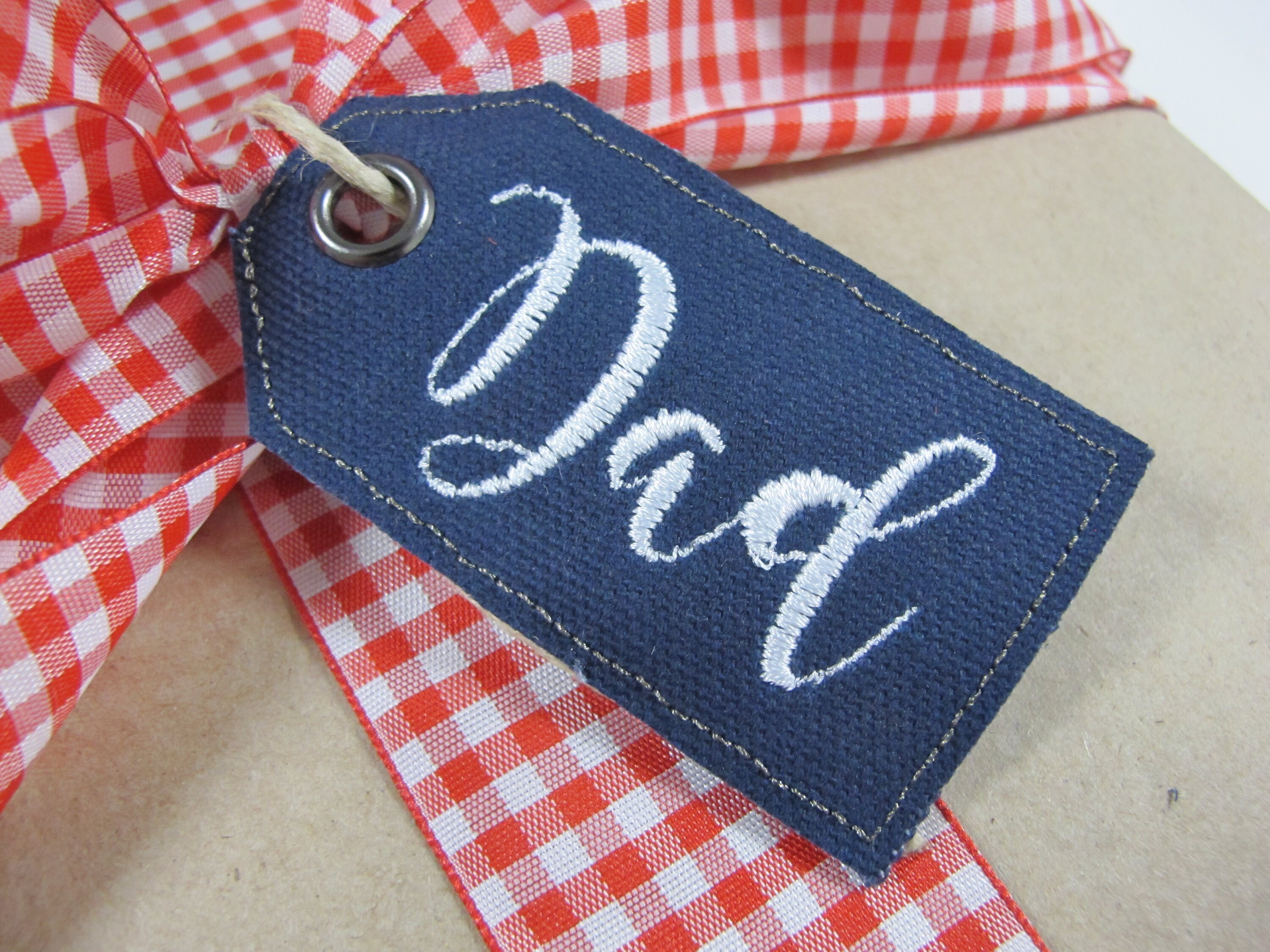 Navy embroidered name tag personalized gift tag | Etsy