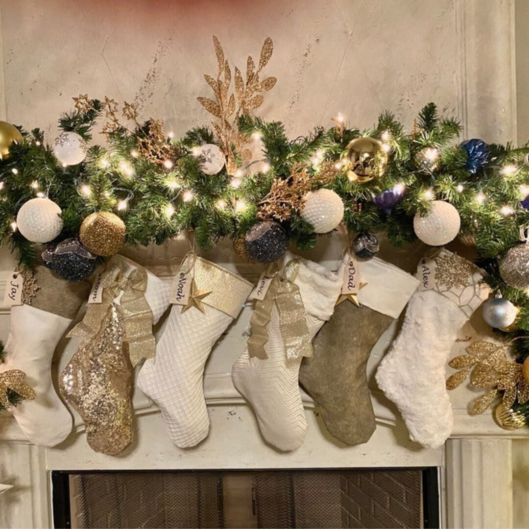 Gold Sparkly Stockings - Choose 1 Stocking - Create Your Own Set - Etsy