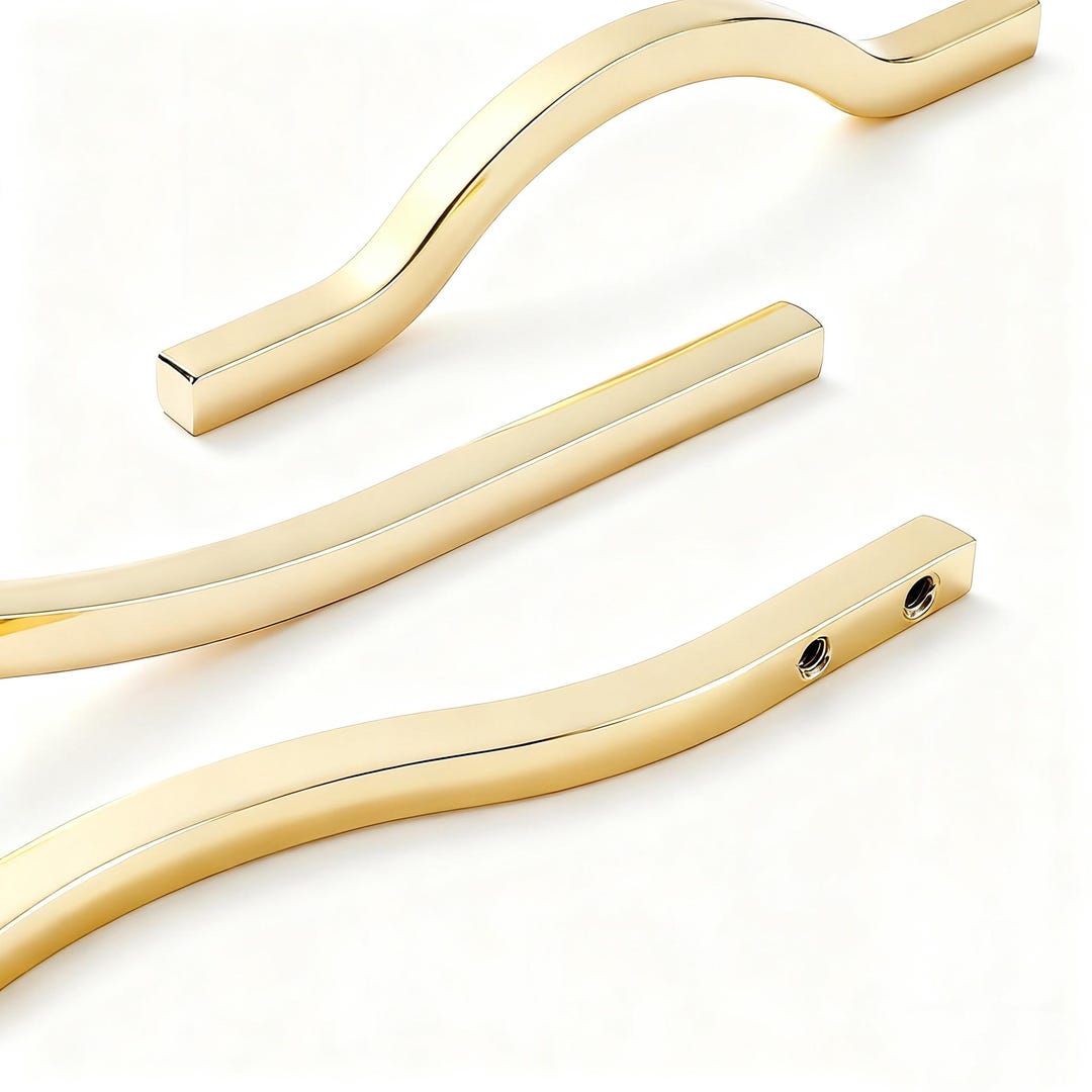 Modern Curved Cabinet Pulls in Warm Champagne Bronze | Minimalist ...