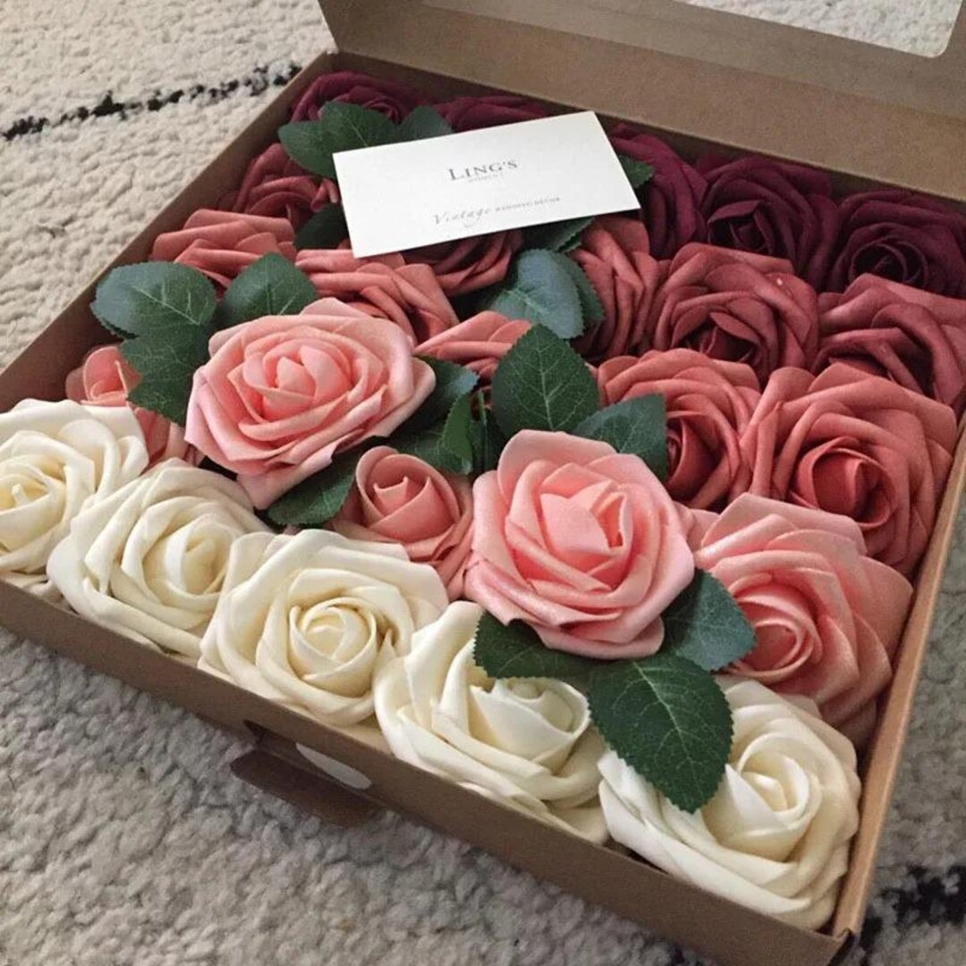 Artificial Rose Flower Heads Red Foam Roses Fake Flowers for Wedding ...