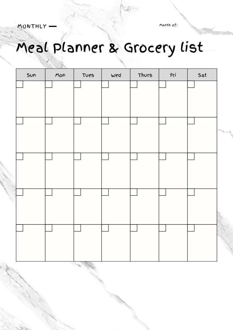 Meal Planner and Grocery List Template| Digital Food Planner | Weekly ...