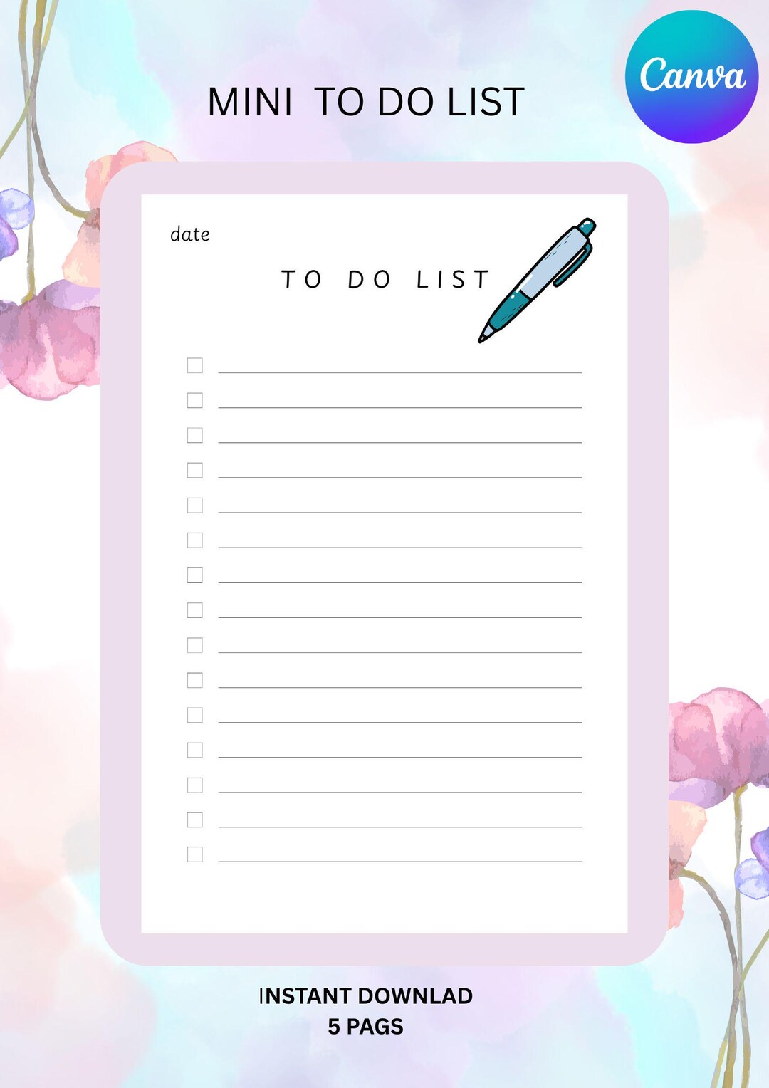Mini to Do List | Printable to Do List | Small Checklist| Minimalist to ...
