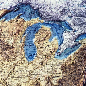 3D Raised Relief USA Map – Topographic Wall Art, Vintage Geography ...