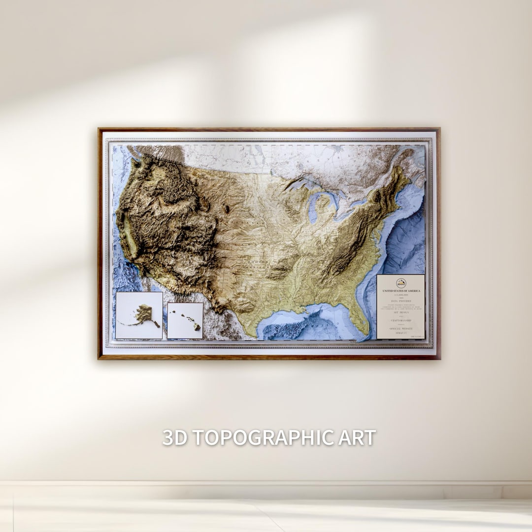 3D USA Relief Map | Topographic Wall Art | Geography Lover Gift - Etsy UK
