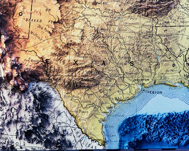 United States 3D Raised Relief Map Wall Art, Topographic USA Map ...