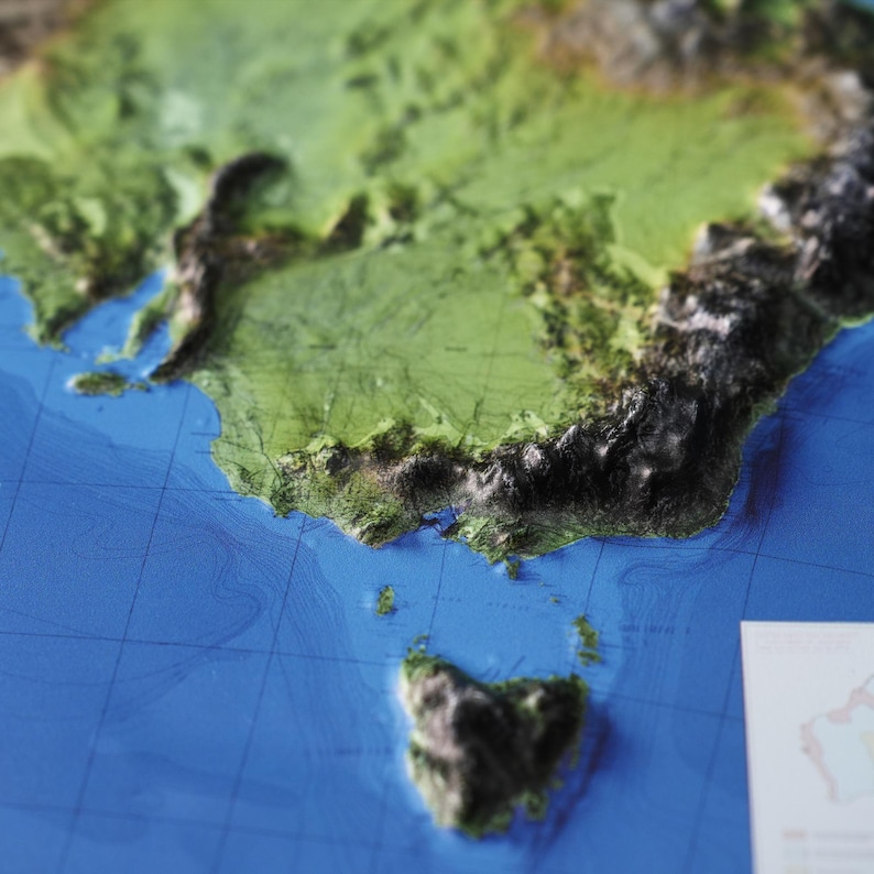 3D Australia Relief Map: Topographic Wall Art, Travel Gift - Etsy