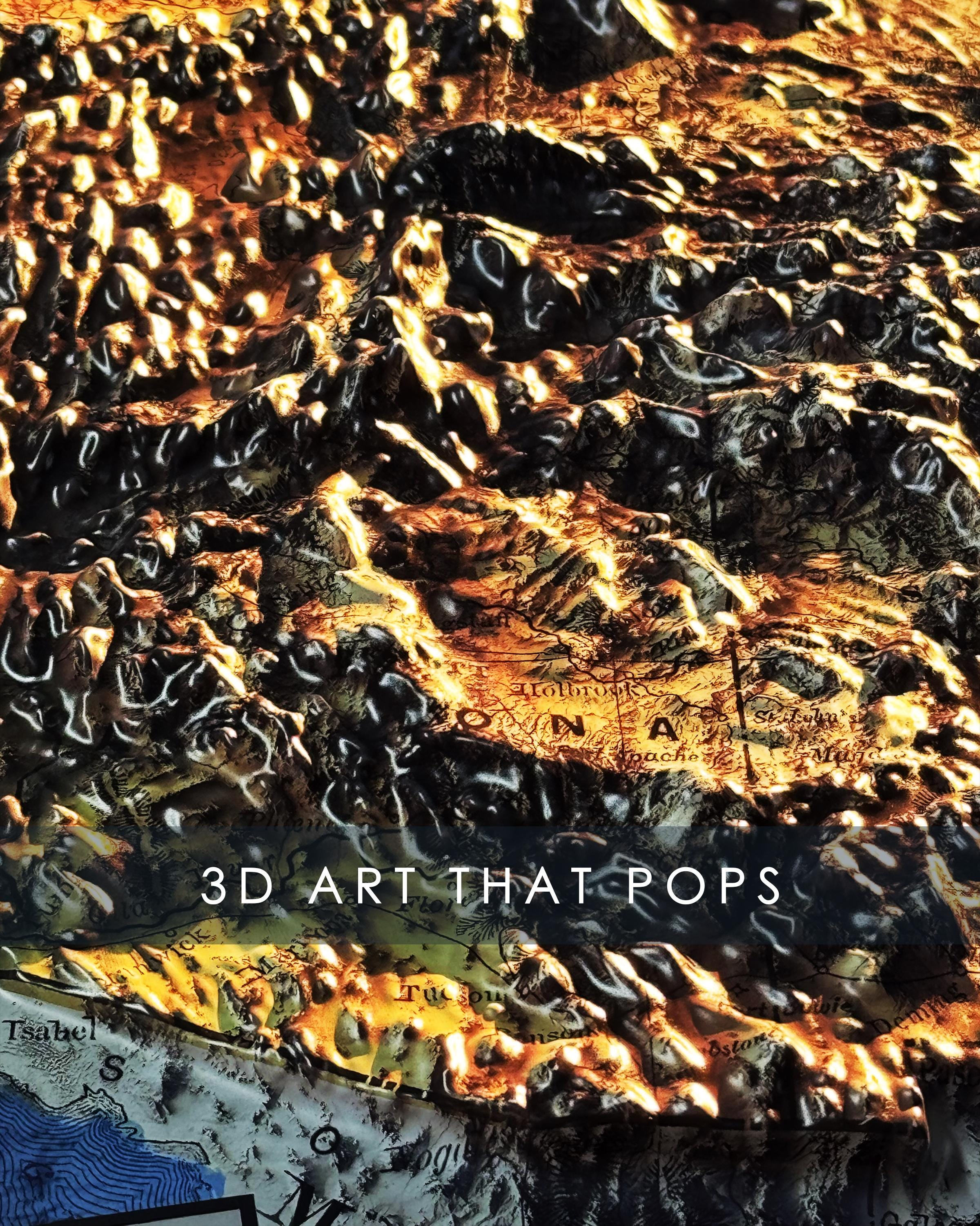 3D Raised Relief USA Map – Topographic Wall Art, Vintage Geography ...