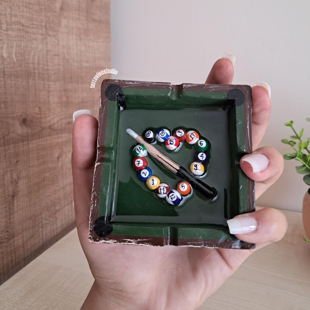 Heart Billiards Ashtray | Pool Table Themed Gift | Retro Man Cave Decor ...