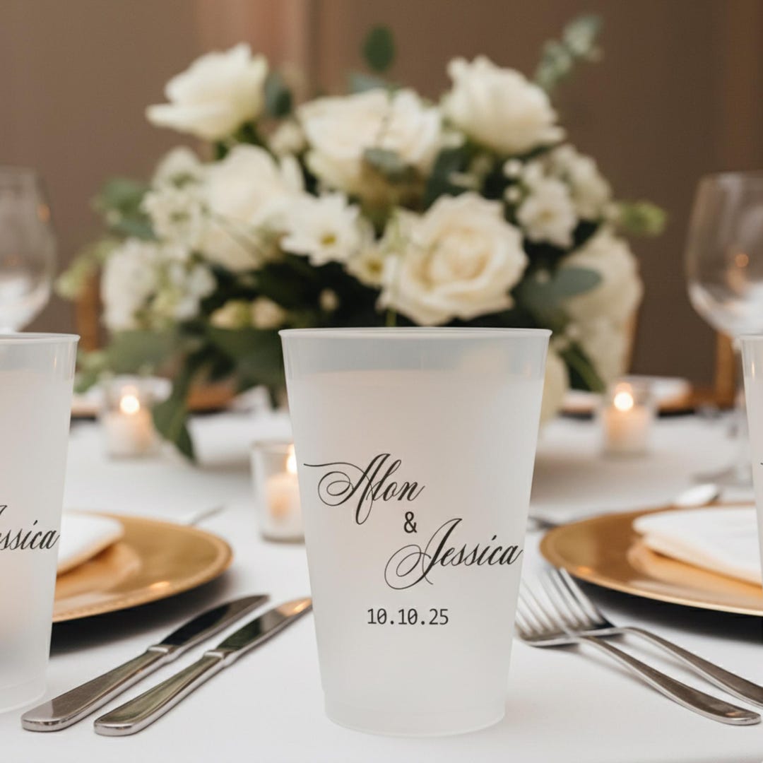 Custom Wedding Cups, Personalized Name/text Frosted Plastic Cups ...