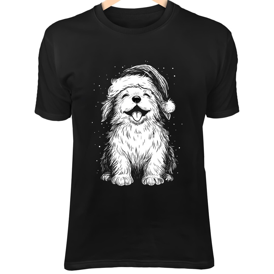 Christmas Dog Line Art T-shirt – Minimalist Santa Hat Cartoon - Etsy