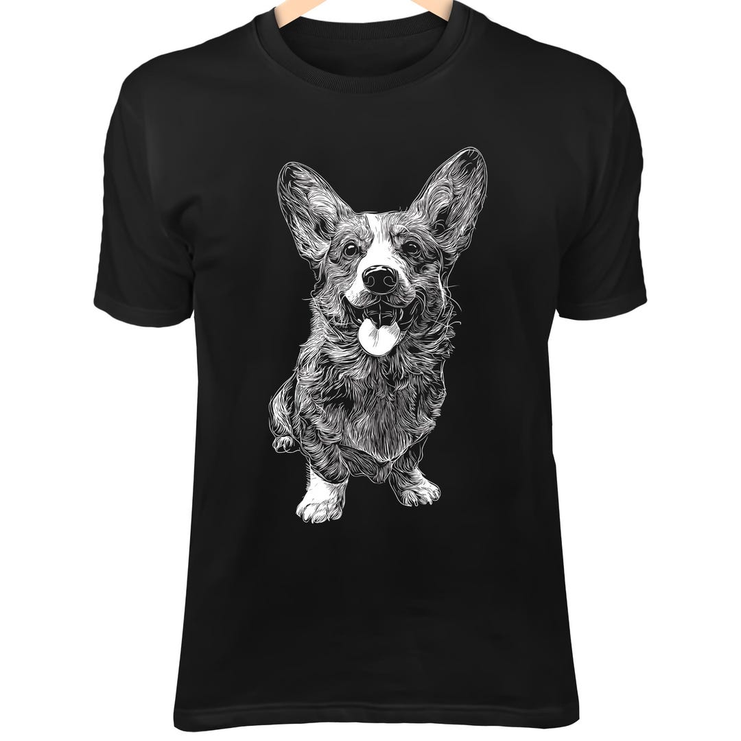 Corgi Dog Line Art - Minimalist Cartoon Doodle With Short Legs & Big ...