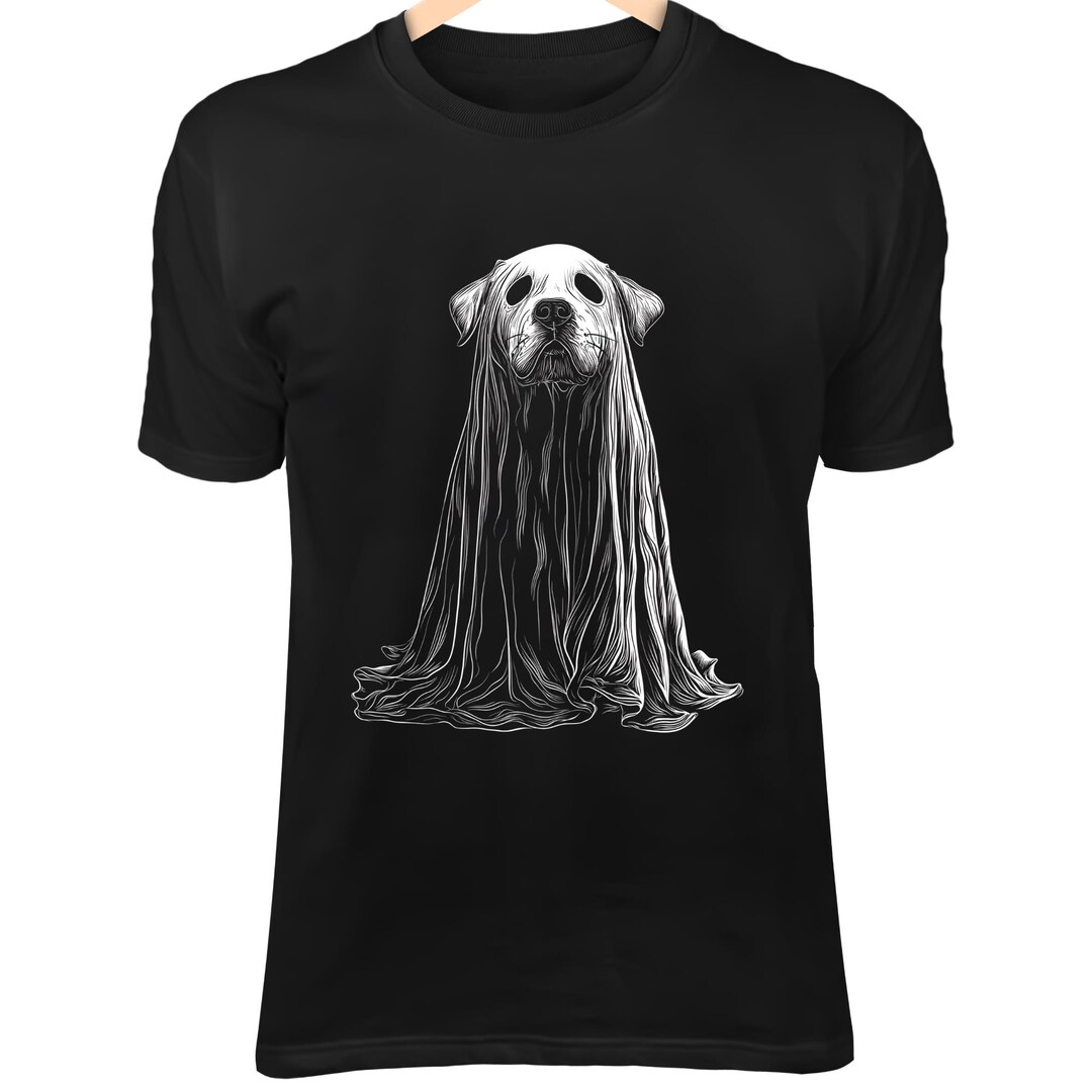 Ghost Labrador Line Art Tee: Spooky Kawaii Dog Cartoon - Etsy