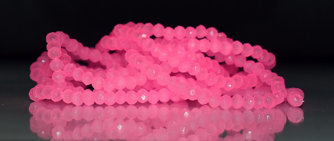 100 Pcs 3x2mm Frost Bright Neon Hot Pink High Shine Faceted Rondelle ...