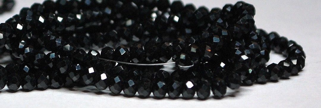 110 Pcs 3x2mm Opaque Jet Black Faceted Rondelle Glass Beads OJB-6 - Etsy