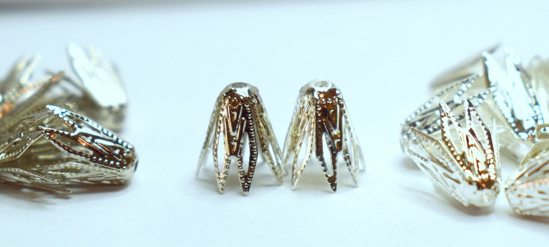 18 Pcs 9mm Silver Filigree Bead Caps Fancy Bead Caps Findings -choose ...