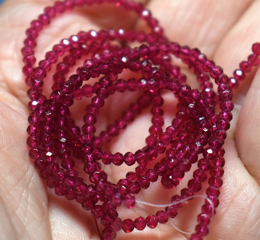 100 Pcs 2x1mm (+) Transparent Burgundy, Wine, Raspberry, Maroon Faceted ...