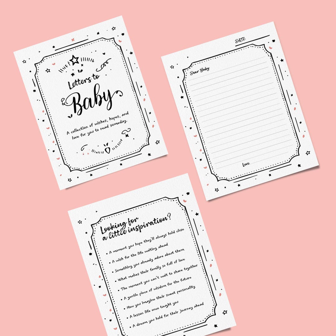 Letters to Baby – Baby Shower Advice Cards, Keepsake (instant Download ...