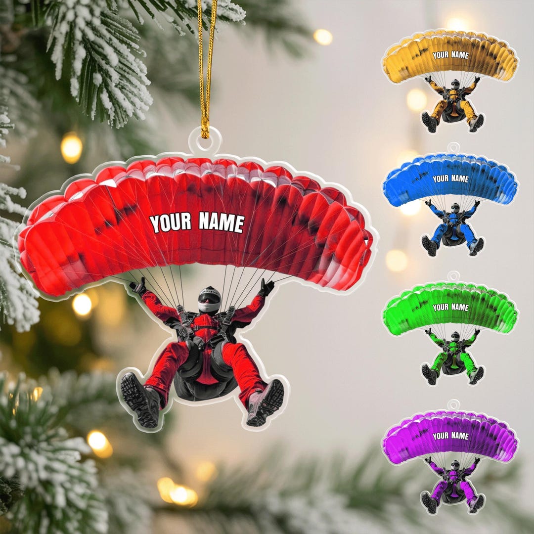 Personalized Sky Diving Christmas Ornaments, Sky Diving 2D Flat Acrylic ...