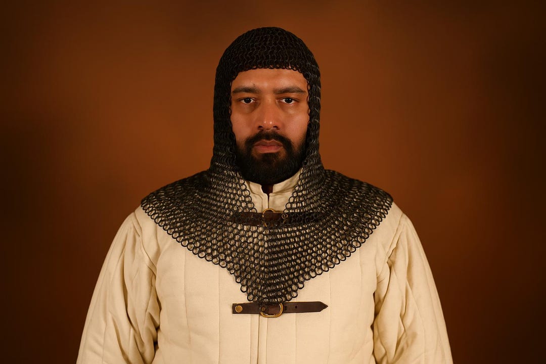 Handmade Blackened Steel Chainmail Hauberk: Medieval Knight Armor ...