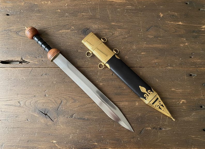 Hand-forged Roman Gladius Sword: High Carbon Steel Replica With Brass ...
