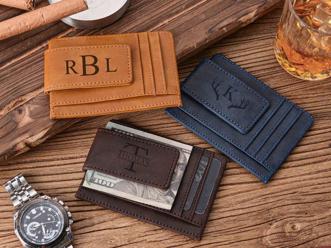 Personalized Engraved Leather Wallet,handmade Leather Money Clip Wallet ...