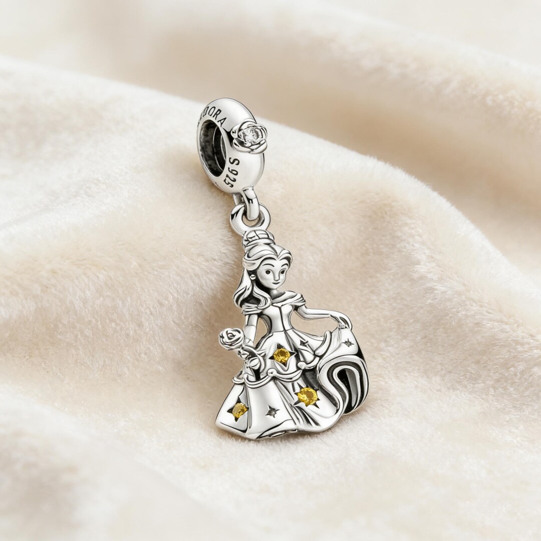 Beauty and the Beast Dancing Belle Dangle Charm,925 Sterling Silver ...