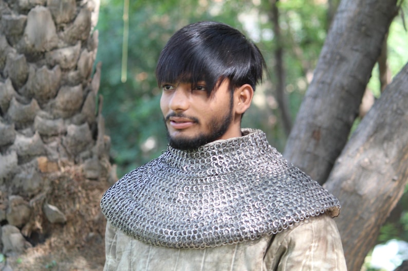 Medieval Chainmail Collar in Stainless Steel | Padded Neck Armor | LARP ...