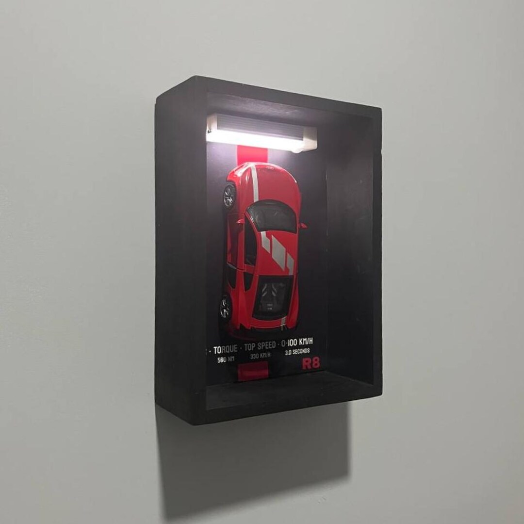 Audi R8 3D Car Wall Art in Frame | Shadow Box Poster | Sports Car Home ...