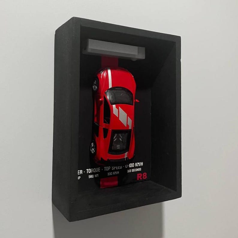 Audi R8 3D Car Wall Art in Frame | Shadow Box Poster | Sports Car Home ...