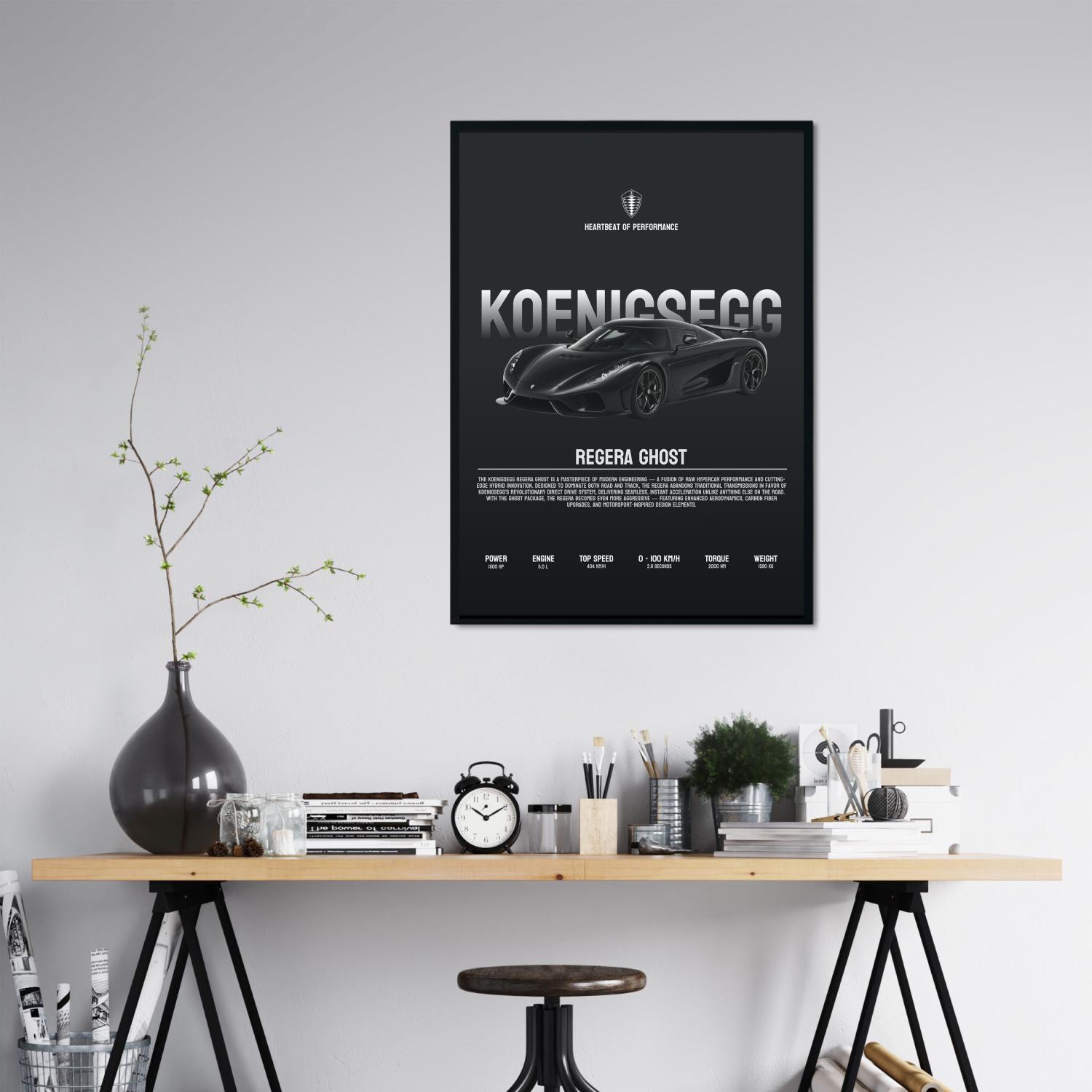 Koenigsegg Regera Ghost Poster | Hypercar Art Print | Luxury Car Wall ...