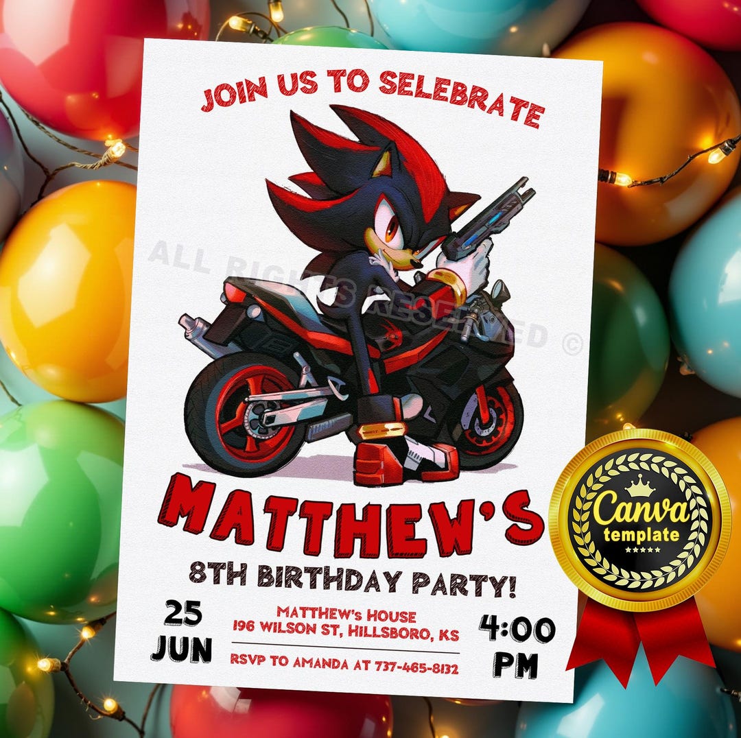 Shadow Birthday Invitation - Editable Canva Template. Shadow the ...