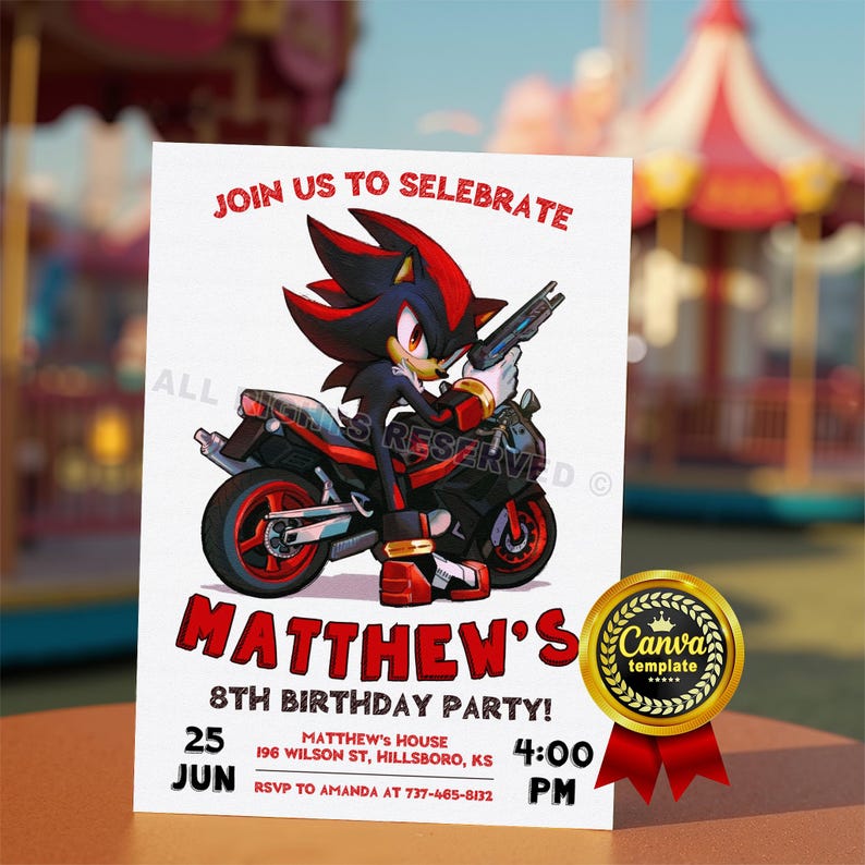 Shadow Birthday Invitation - Editable Canva Template. Shadow the ...
