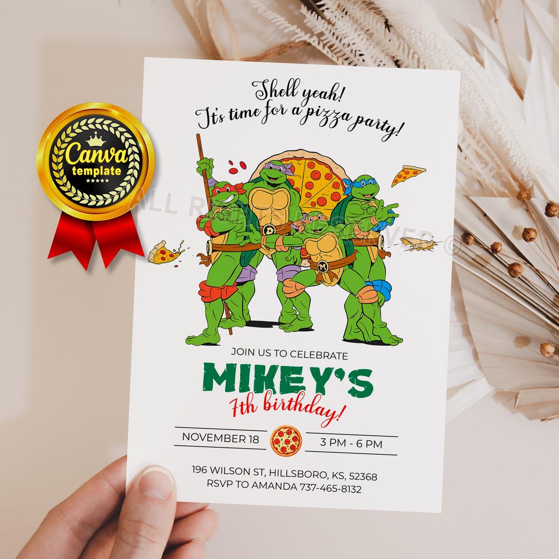 Ninja Turtles Birthday Invitation – Editable Canva Template | TMNT ...